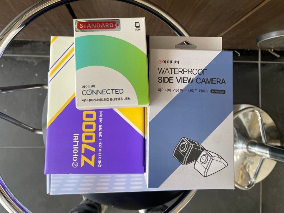 인천 / 벤츠glc 아이나비4채널 블랙박스 Z7000 유라이브 보조배터리 설치했습니다 / 서구.계양.부평 – 오카네비